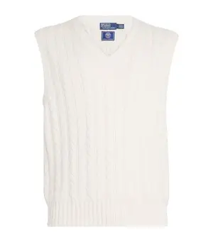 Rlx Ralph Lauren Wimbledon Cashmere-cotton-linen Sweater Vest - White