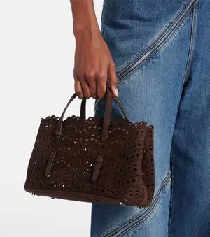 Alaïa Mina 25 Vienne Wave Small Suede Tote Bag