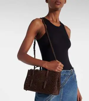 Alaïa Mina 25 Vienne Wave Small Suede Tote Bag