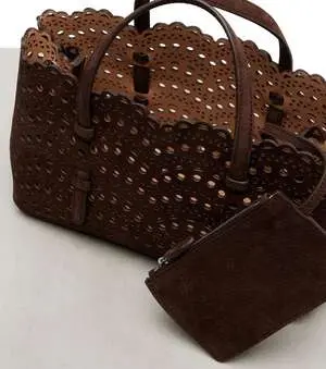 Alaïa Mina 25 Vienne Wave Small Suede Tote Bag