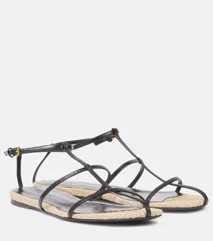 Khaite Cage Raffia-trimmed Sandals - Black