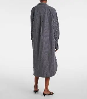 TOTEME Striped Cotton Poplin Shirt Dress - Black