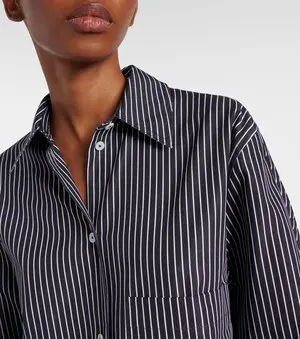 TOTEME Striped Cotton Poplin Shirt Dress - Black