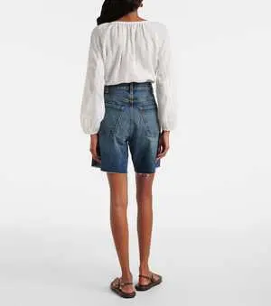 NILI LOTAN Russel Mid-rise Denim Shorts - Blue