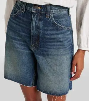 NILI LOTAN Russel Mid-rise Denim Shorts - Blue