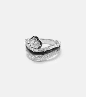 KAMYEN Art Deco Heart Diamond Ring - Silver
