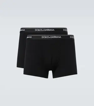 Dolce & Gabbana Set Of 2 Cotton-blend Briefs - Black