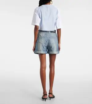 Balmain Patterned Denim Shorts