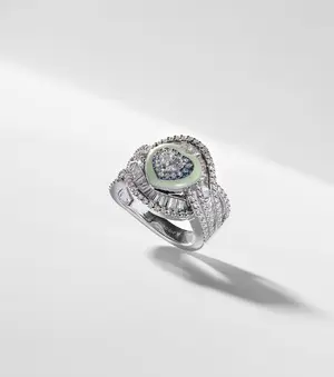 KAMYEN 18kt White Gold And Titanium Ring With Diamonds