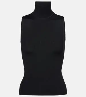 Khaite Benita Ribbed-knit Turtleneck Top - Black