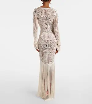 Stella McCartney Fringed Crochet Maxi Dress - White