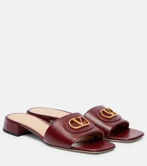 Valentino Garavani Vlogo Leather Slides - Red