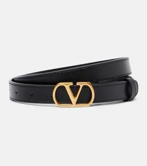 Valentino Garavani Vlogo Leather Belt - Black