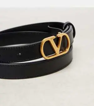 Valentino Garavani Vlogo Leather Belt - Black