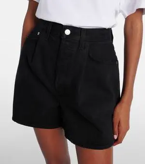 AGOLDE Rhoda Pleated High-rise Denim Shorts - Black