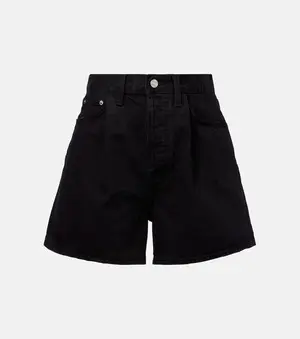 AGOLDE Rhoda Pleated High-rise Denim Shorts - Black