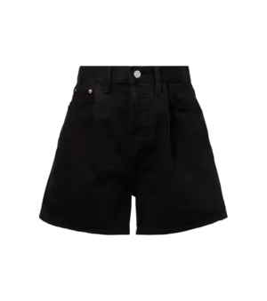AGOLDE Agolde Rhoda High-Rise Pleated Denim Shorts Black