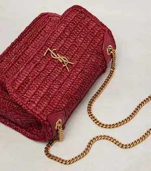Saint Laurent Niki Mini Raffia Shoulder Bag - Red