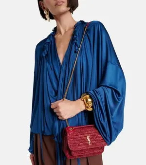 Saint Laurent Niki Mini Raffia Shoulder Bag - Red