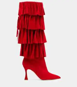 Manolo Blahnik Miralone 90 Suede Knee-high Boots