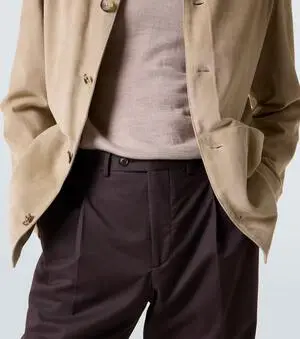 SAMAN AMEL Straight Leg Cotton And Cashmere Blend Trousers