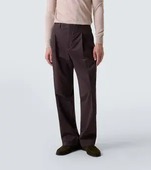 SAMAN AMEL Straight Leg Cotton And Cashmere Blend Trousers