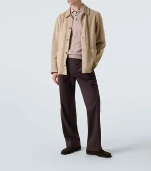 SAMAN AMEL Straight Leg Cotton And Cashmere Blend Trousers