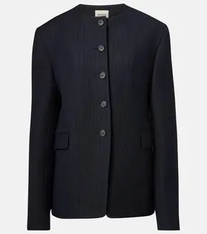 Khaite Jameson Pinstripe Wool-blend Jacket - Blue