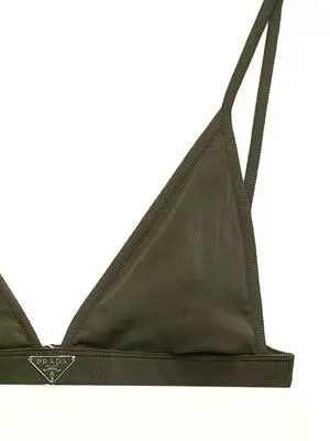 Prada Logo Triangle Fine-ribbed Bikini Top