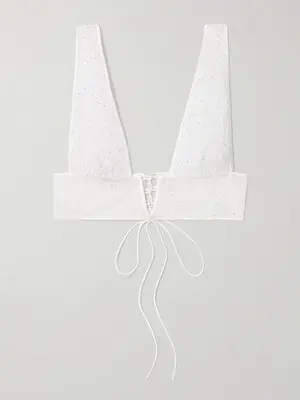 Kiki De Montparnasse Ange Sequin-embellished Embroidered Tulle Soft-cup Bra - White