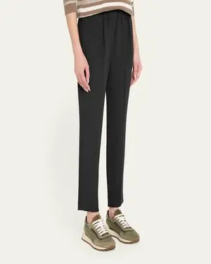 Brunello Cucinelli Silk Crepe Cady Ankle Pants