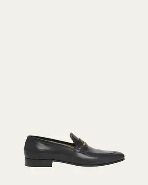Valentino Garavani Leather Vlogo Chain Loafers - Black