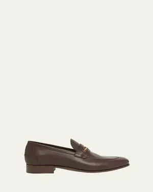 Valentino Garavani Leather Vlogo Chain Loafers - Brown