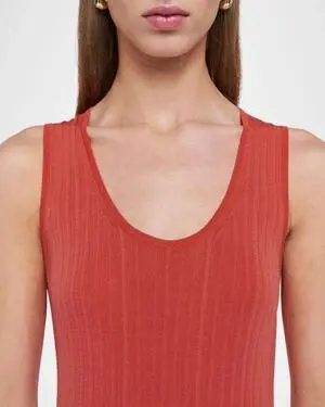 JOSEPH Cutout Racerback Ribbed Maxi Dress - Sundown