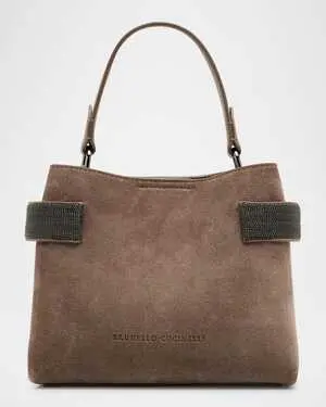 Brunello Cucinelli Essense Mini Monili Suede Top-handle Bag