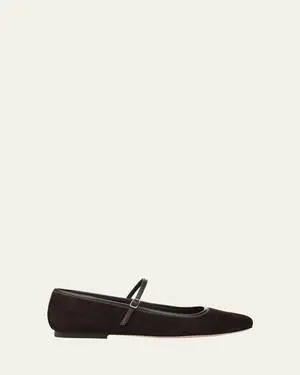 Veronica Beard Ellie Suede Ballerina Flats - Espresso