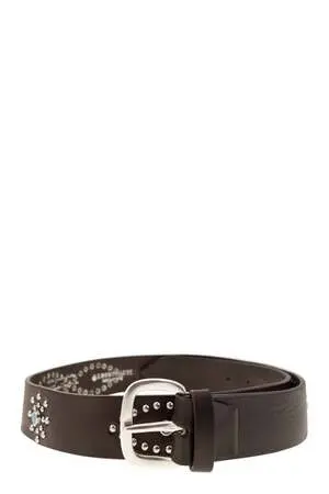 ALBERTO LUTI Studded Leather Belt - Brown
