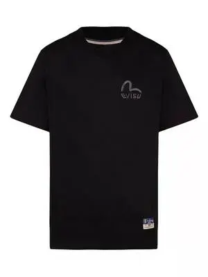 EVISU Logo-embroidered T-shirt - Black