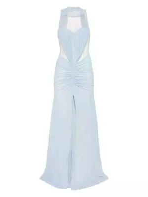 David Koma Ruched Halterneck Gown
