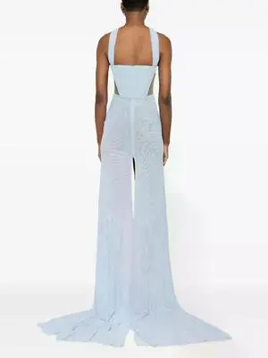 David Koma Ruched Halterneck Gown