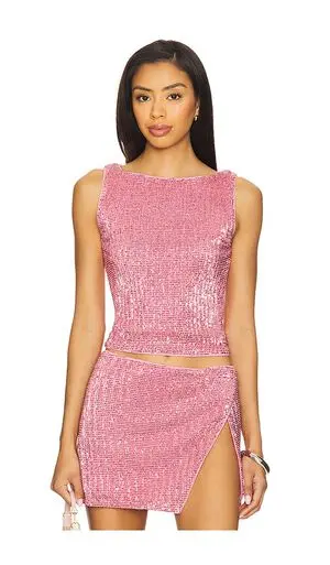 LOVERS AND FRIENDS Sequin Cropped Top - Pink