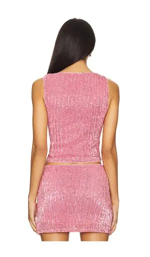 LOVERS AND FRIENDS Sequin Cropped Top - Pink