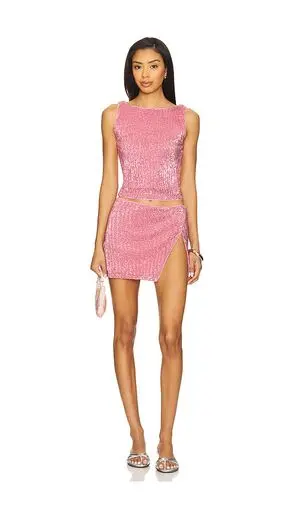 LOVERS AND FRIENDS Sequin Cropped Top - Pink