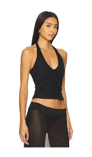 Susana Monaco Center Gathered Tie Halter Top