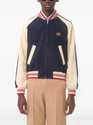 Valentino Garavani Vlogo Patch Bomber Jacket - Blue