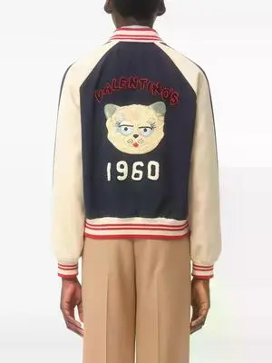 Valentino Garavani Vlogo Patch Bomber Jacket - Blue