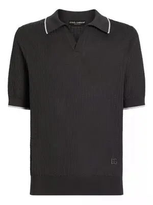 Dolce & Gabbana Textured-knit Polo Top - Grey