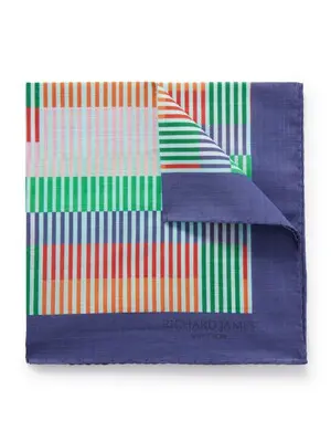 RICHARD JAMES Richard James - Striped Cotton-Voile Pocket Square - Men - Blue