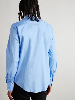 Alexander McQueen Slim-fit Harness-detailed Stretch-cotton Shirt Uk/us 15 - Blue