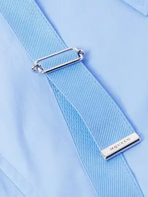 Alexander McQueen Slim-fit Harness-detailed Stretch-cotton Shirt Uk/us 15 - Blue